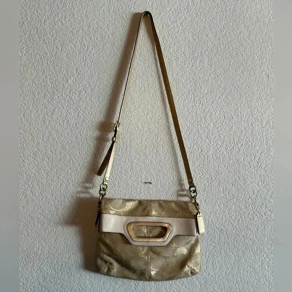 Coach | Bags | Coach Mandy Leather Courier Gold Satchel | Poshmark